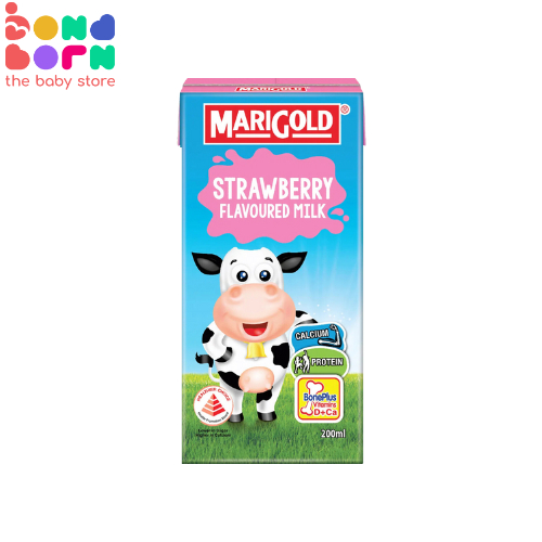 Marigold UHT Strawberry Flavoured Milk 200ml x 24 Packets | Shopee ...