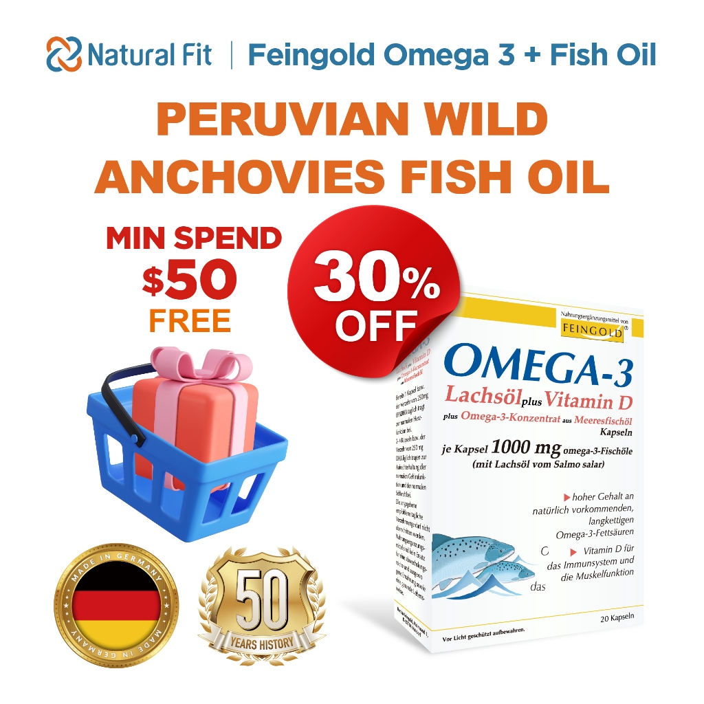[30% OFF ]Feingold Omega-3 + Vitamin D | 1,000 mg Fish Oil with Vitamin ...