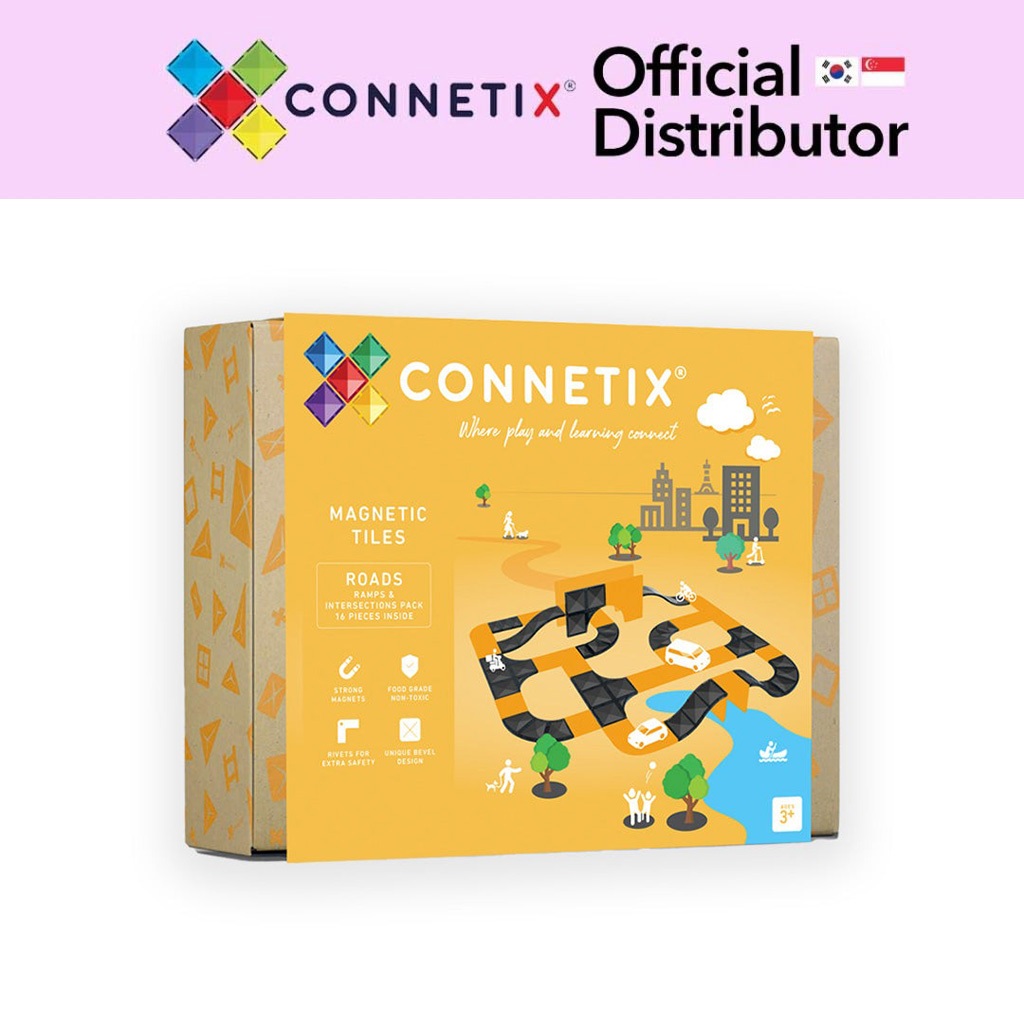 Authentic Connetix Tiles - 16 Piece Road Ramps & Intersections | Shopee ...