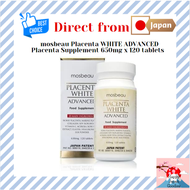 mosbeau Placenta WHITE ADVANCED Placenta Supplement 650mg x 120 tablets ...