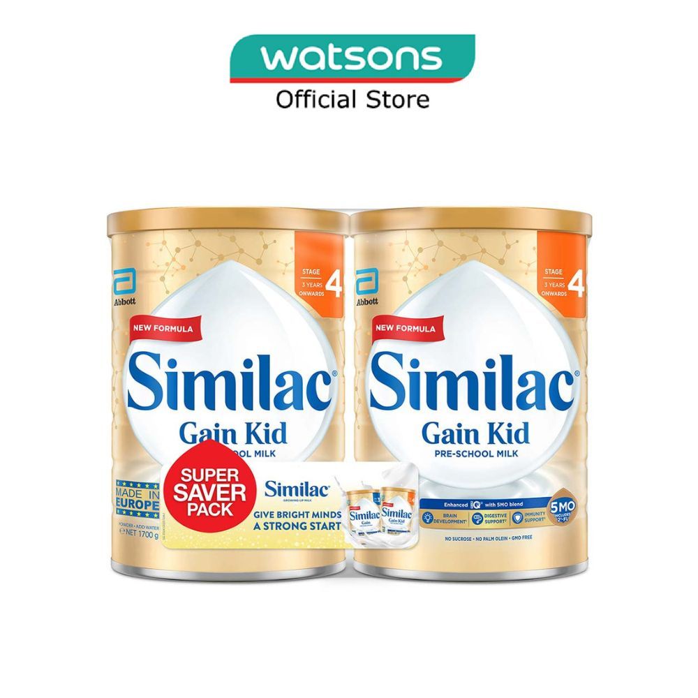 SIMILAC Gain Kid Pre-School Milk Stage 4 Twin Pack (1.7kg) 2s | Shopee ...