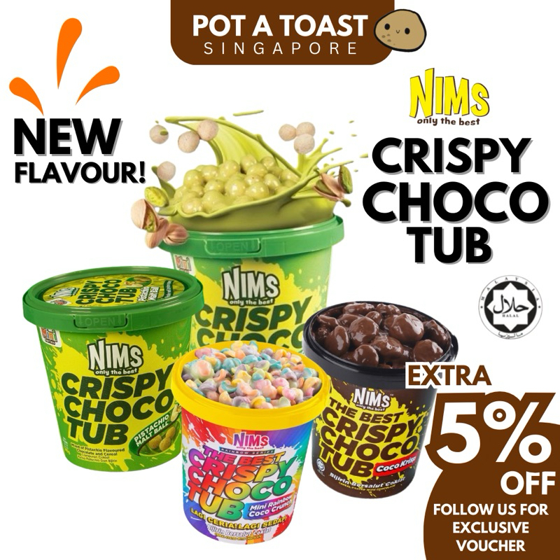NEW FLAVOR LAUNCH! NIMS Crispy Choco Tub 270g - 300g - Milk Choco Dark ...