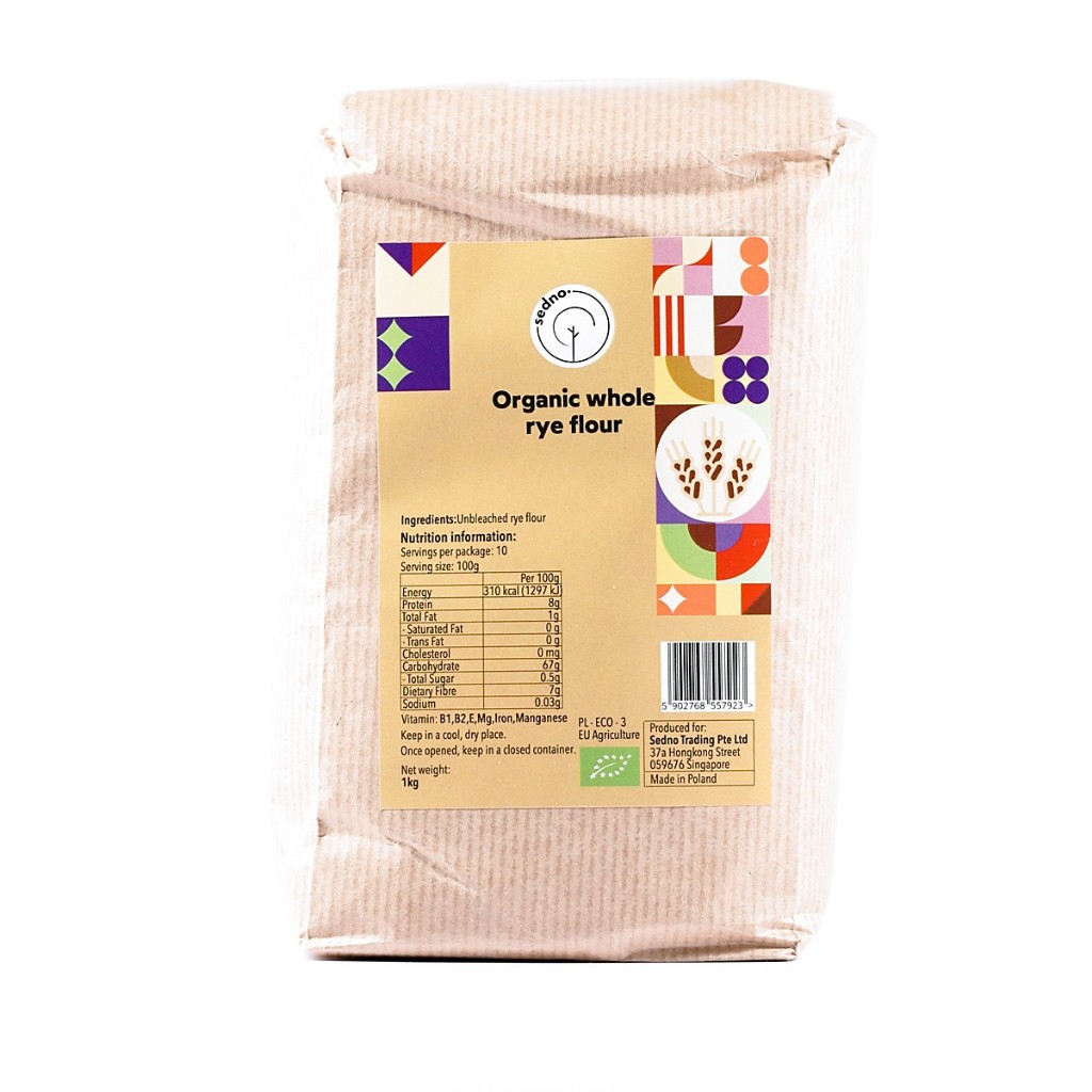 Sedno Bio Organic Whole Rye Flour 1kg.100% additive-free, unbleached ...