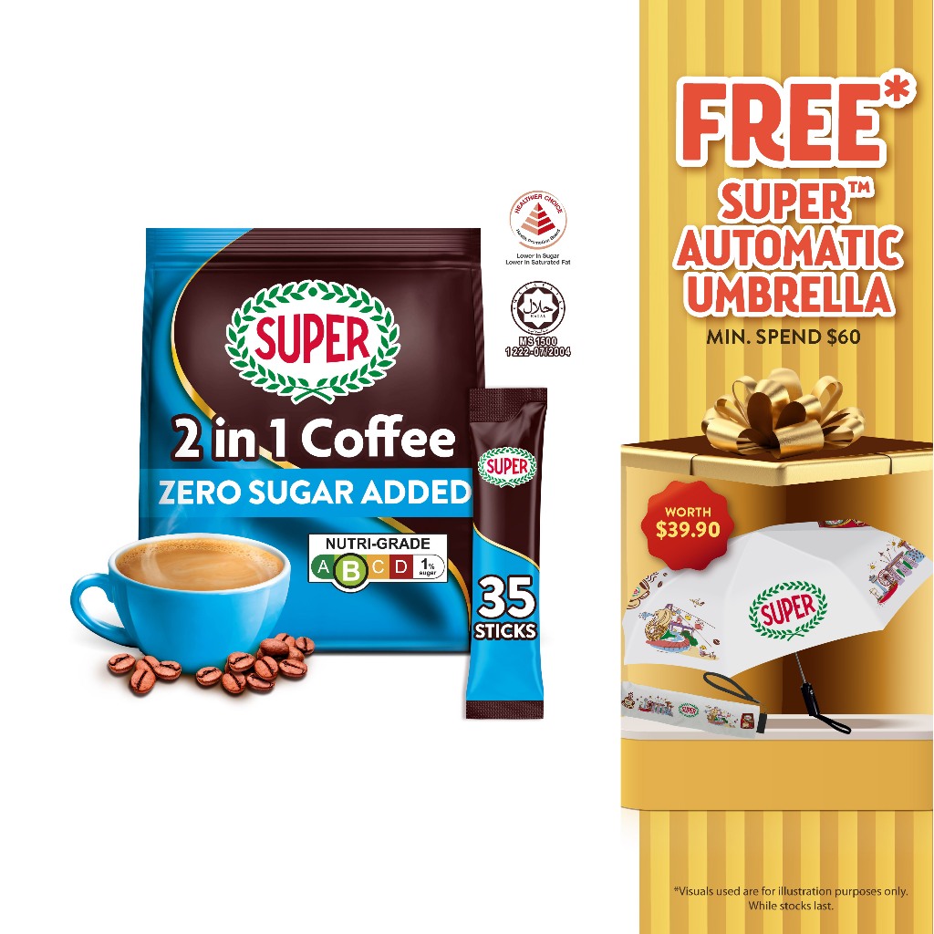 SUPER Zero Sugar Added Instant 2in1 Coffee, 35 sticks (Expiry: May 2027 ...