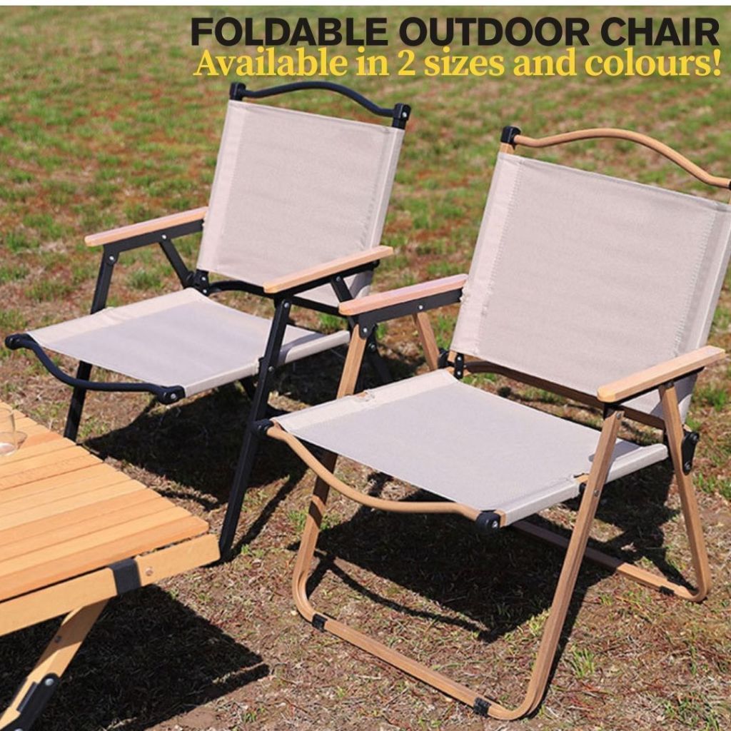 SG Stock Foldable Camping Chair Kermit Outdoor Wood Grain Pattern Seat ...