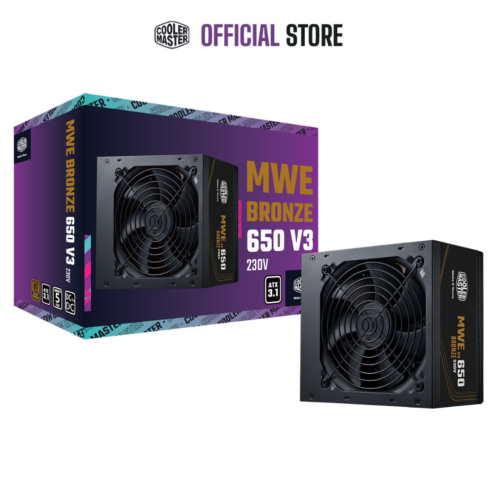 Cooler Master MWE Bronze 650 V3 PSU (ATX 3.1, 88% Efficiency, 5-year ...
