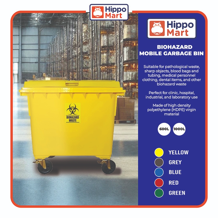 Biohazard Mobile Garbage Bin | 660L, 1100L | Trash Bin | Waste Bin ...
