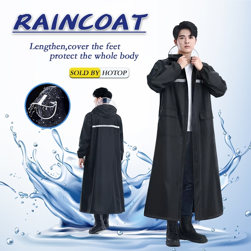 HOTOP Premium Oxford Cloth Raincoat For Adults Hooded Long Rainsuit ...