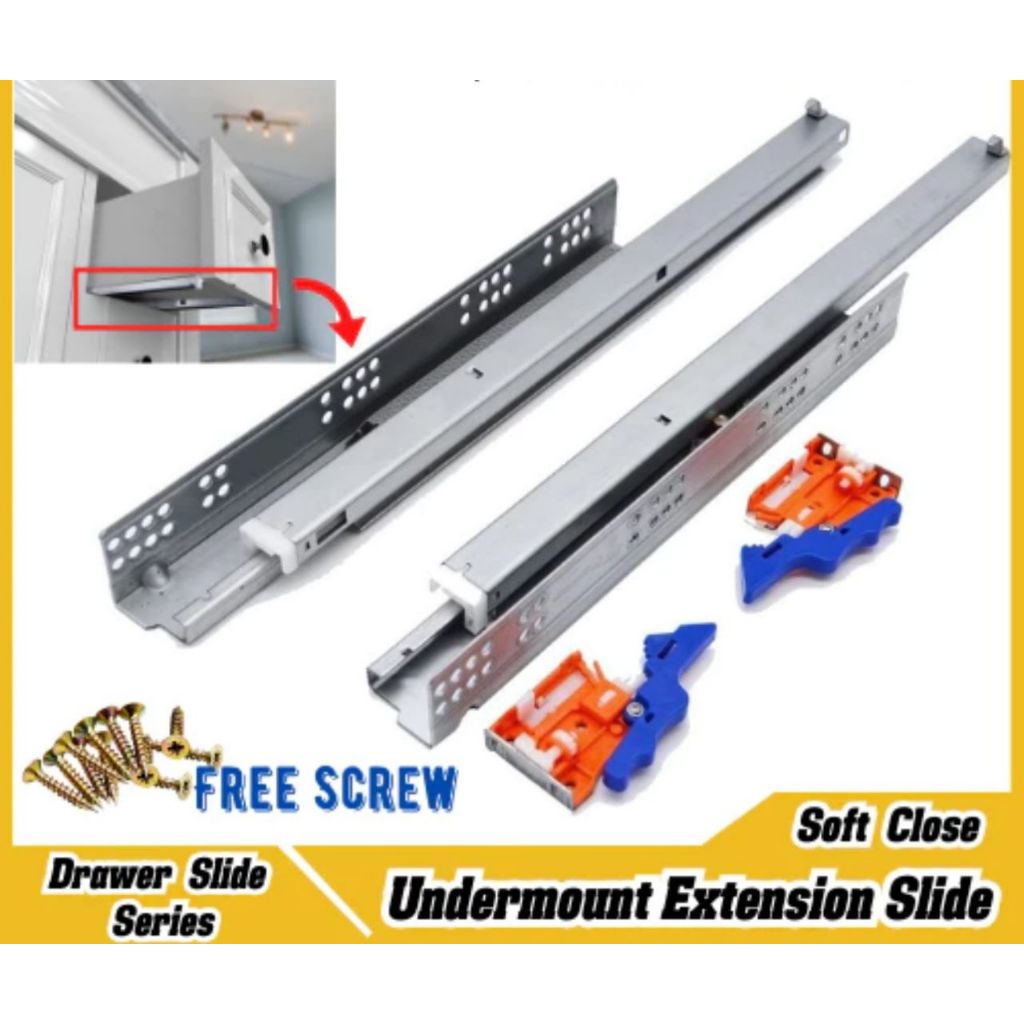 Drawer slide soft closing full extension undermount bottom slide with ...