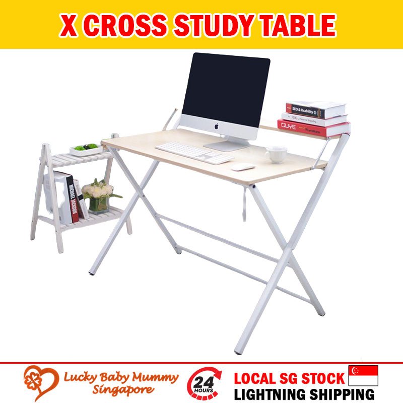 Foldable table / computer laptop study desk/CROSS PC TABLE | Shopee ...