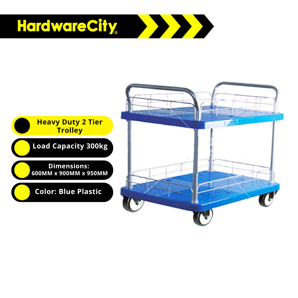 Jasmine Heavy Duty 2 Tier Trolley, 300KG Load [TR-JS-PLA300-T2] | Shopee Singapore