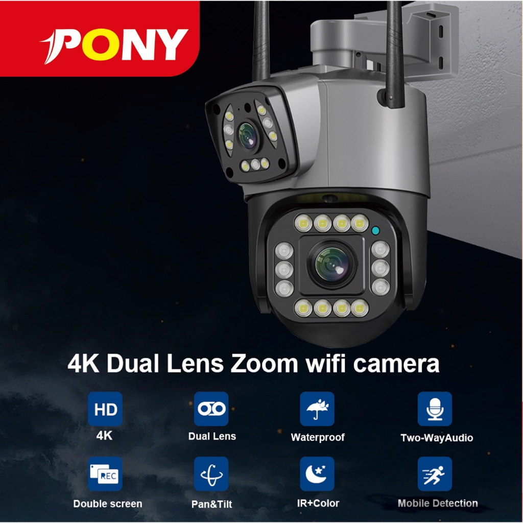Pony V380 Pro Dual Lens CCTV Camera WIFI Wireless Outdoor IP Security ...