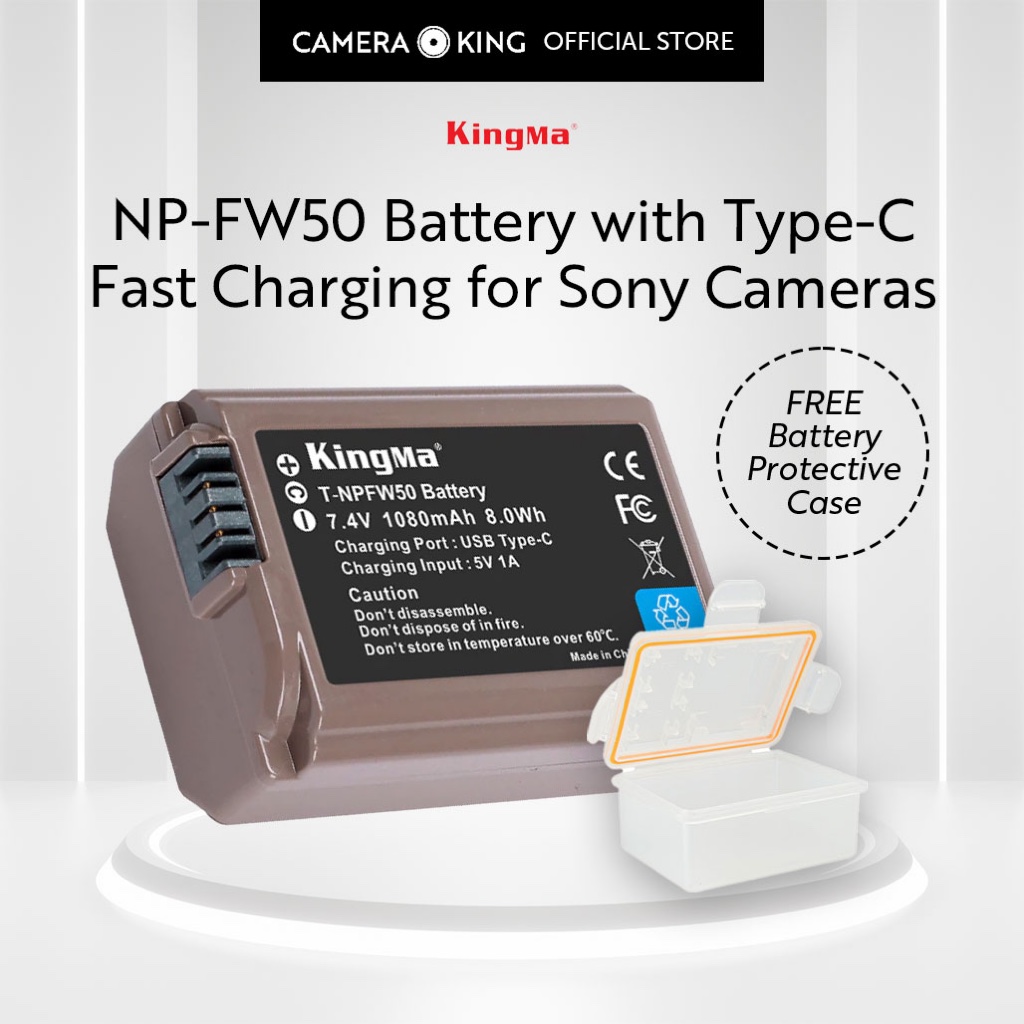 [KingMa] NP-FW50 Camera Battery with Type-C Charging Port For Sony ...