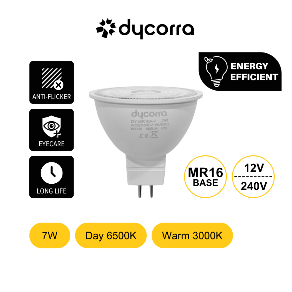 Dycorra LED MR16 Spotlight 12V 240V Bulb 7W Day Warm Spot Light ...