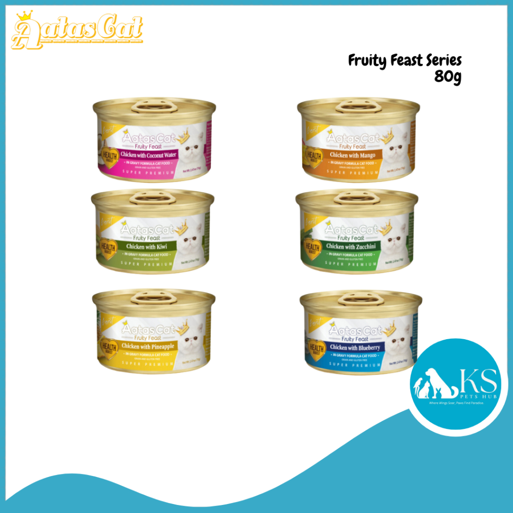Aatas Cat Fruity Feast Series Assorted Cat Food 80g x 24 (1 Carton ...