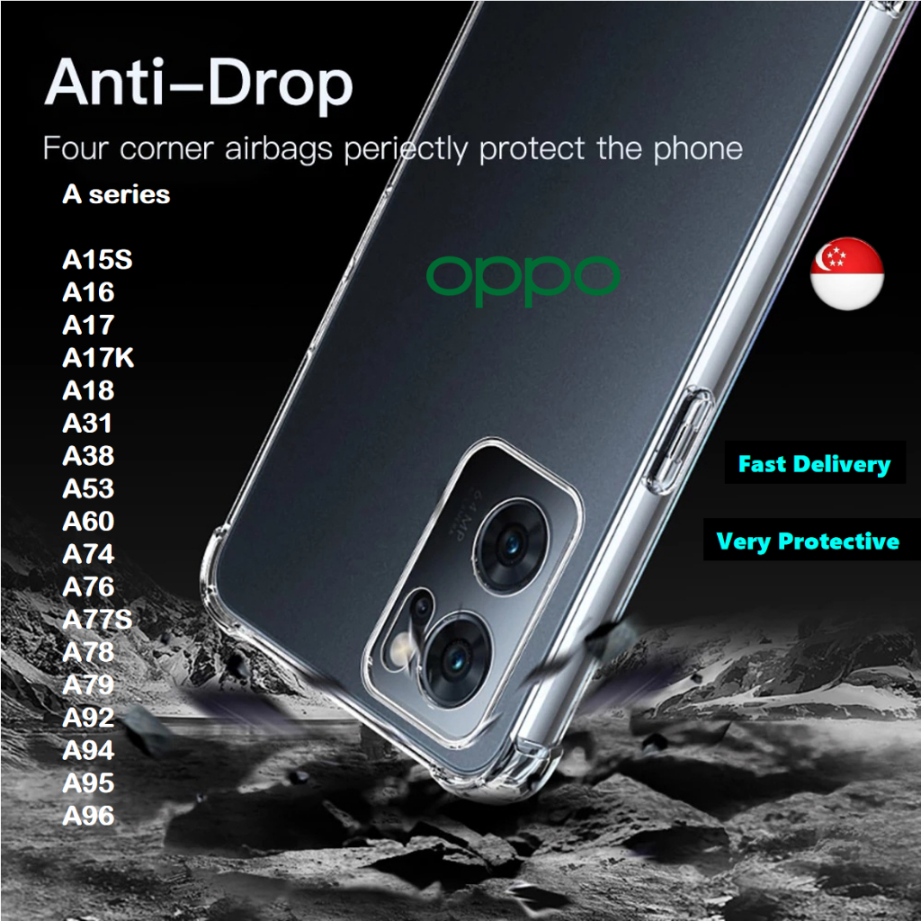 Hard/Soft Clear Casing Cover OPPO A15S A16 A17 A18 A31 A38 A60 A74 A76 A77S A78 A79 A96 ...