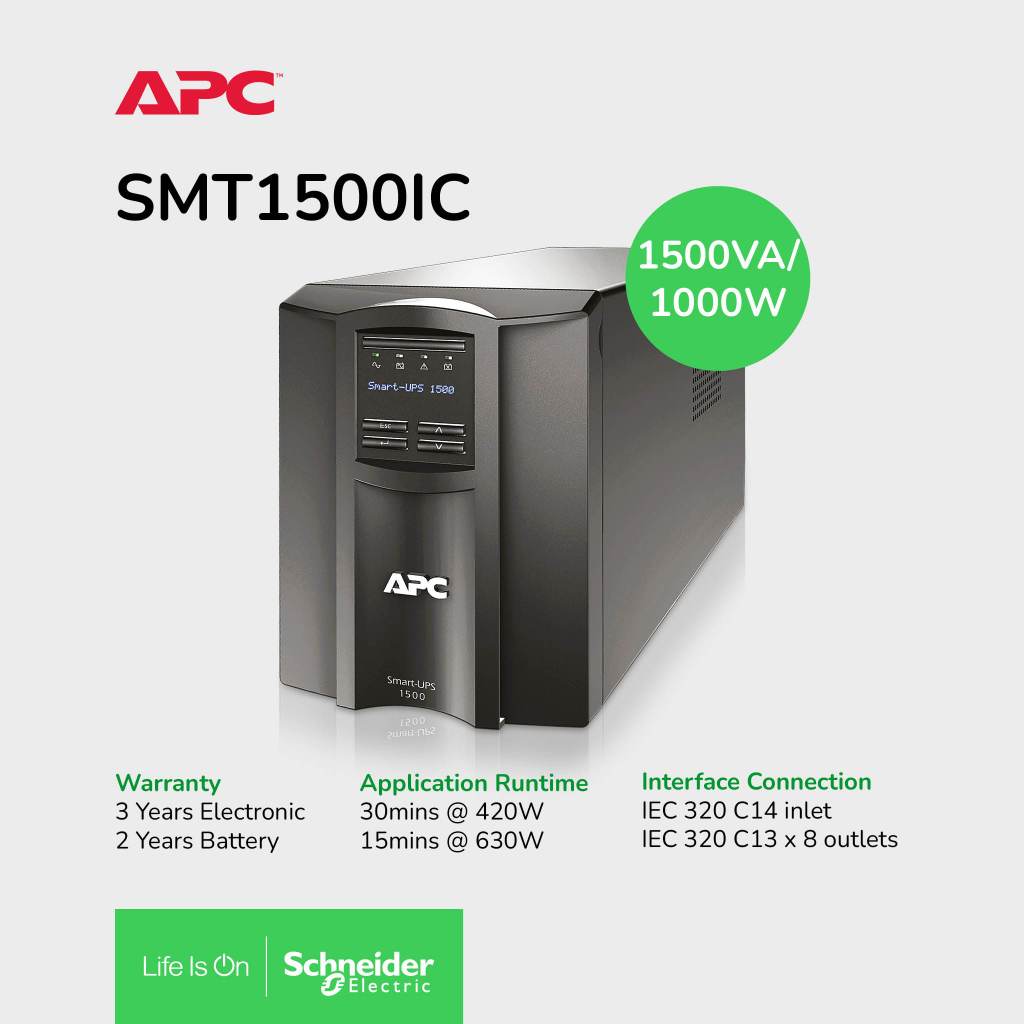 APC Smart-UPS 1500VA LCD 230V with SmartConnect, SMT1500IC | Shopee Singapore