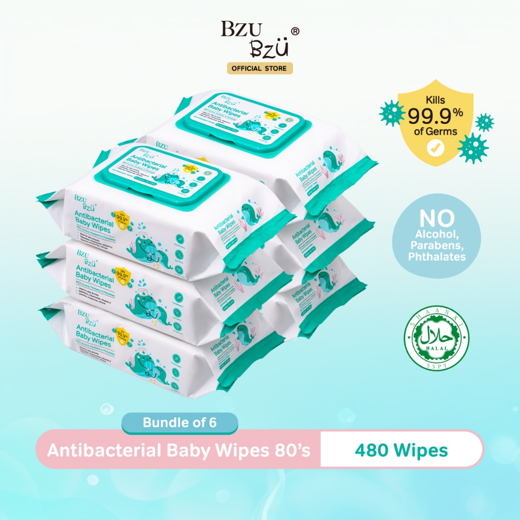 BZU BZU NEW Anti Bacterial Baby Wipes 80pcs | Kill 99.9% Germs | Bundle ...