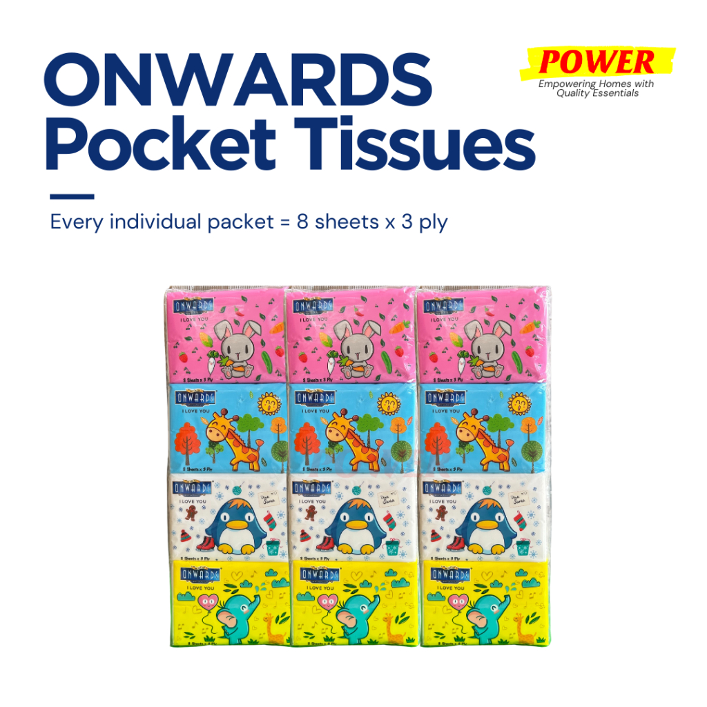[Bundle of 3/6] Onwards 3 ply Pocket Tissues (36/72 packets x 8 sheets ...