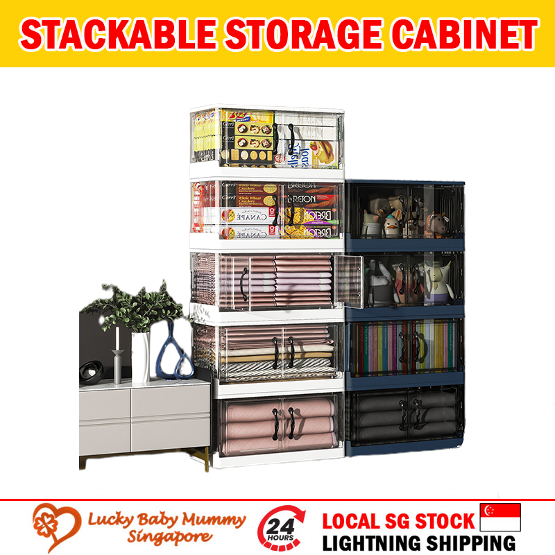 Foldable Transparent Double Door Storage Cabinet 3/4/5 Tier - Plastic ...