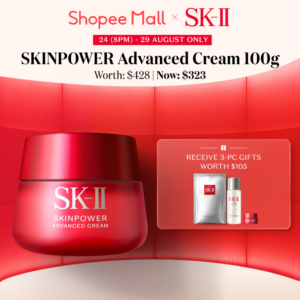 [24 (8PM)-29 Aug Only] SK-II SKINPOWER Advanced Cream 100g Set + 3-pc ...