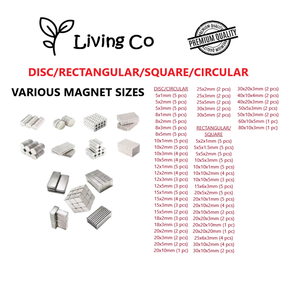 [SG STOCK] Neodymium Magnets Various Disc/Rectangular/Square/Circular ...
