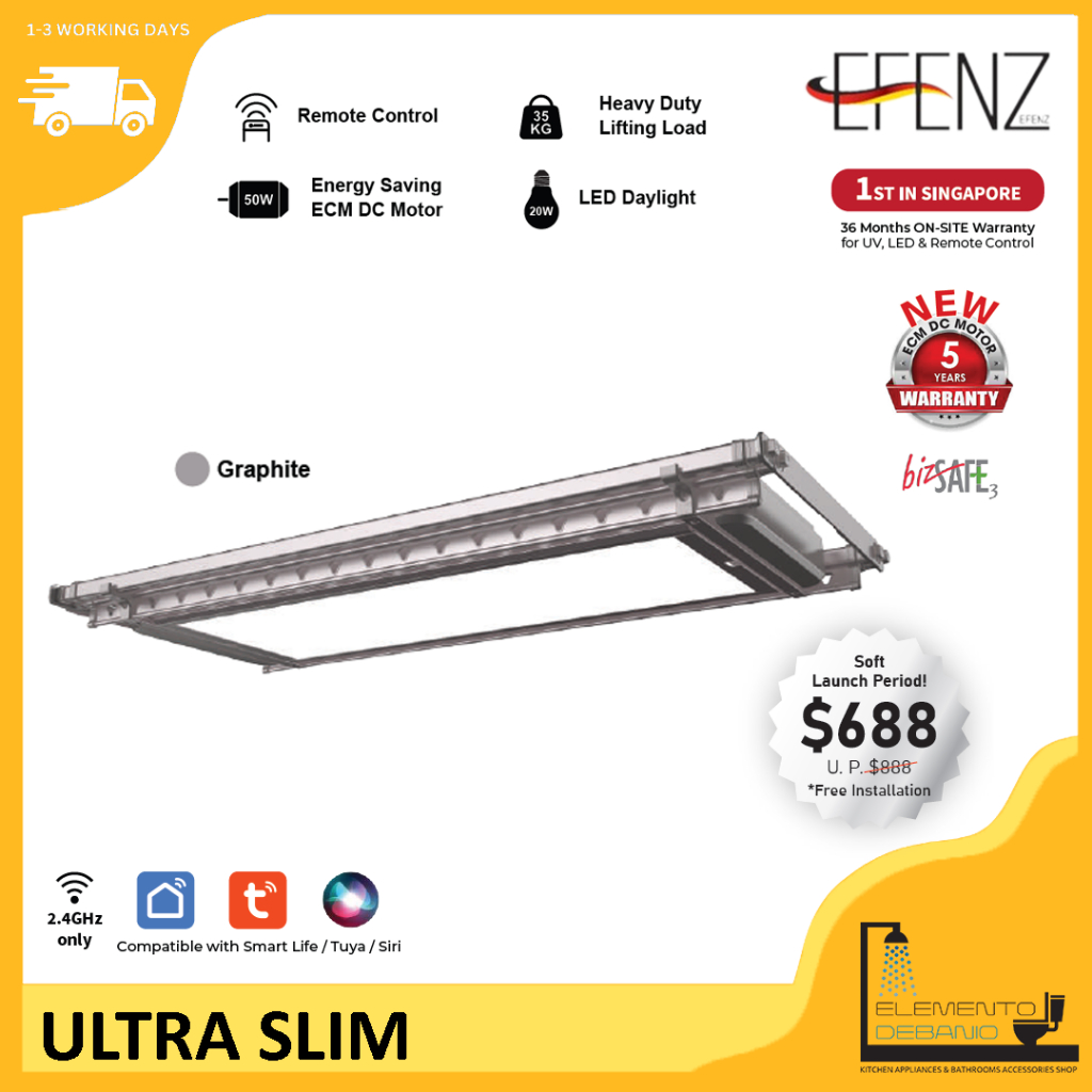 EFENZ Ultra Slim Automated Laundry Rack (Smart Laundry Rack) | Shopee ...