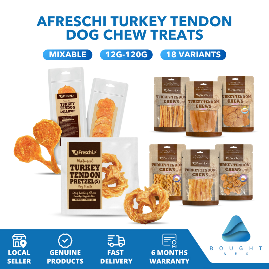 [Mixable] Afreschi Turkey Tendon Dog Chew Treats - Bone, Pretzel ...