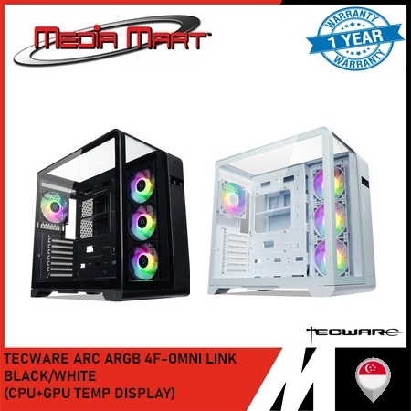 TECWARE ARC ARGB CURVED TG ATX CASE WITH CPU & GPU TEMPERATURE DISPLAY ...