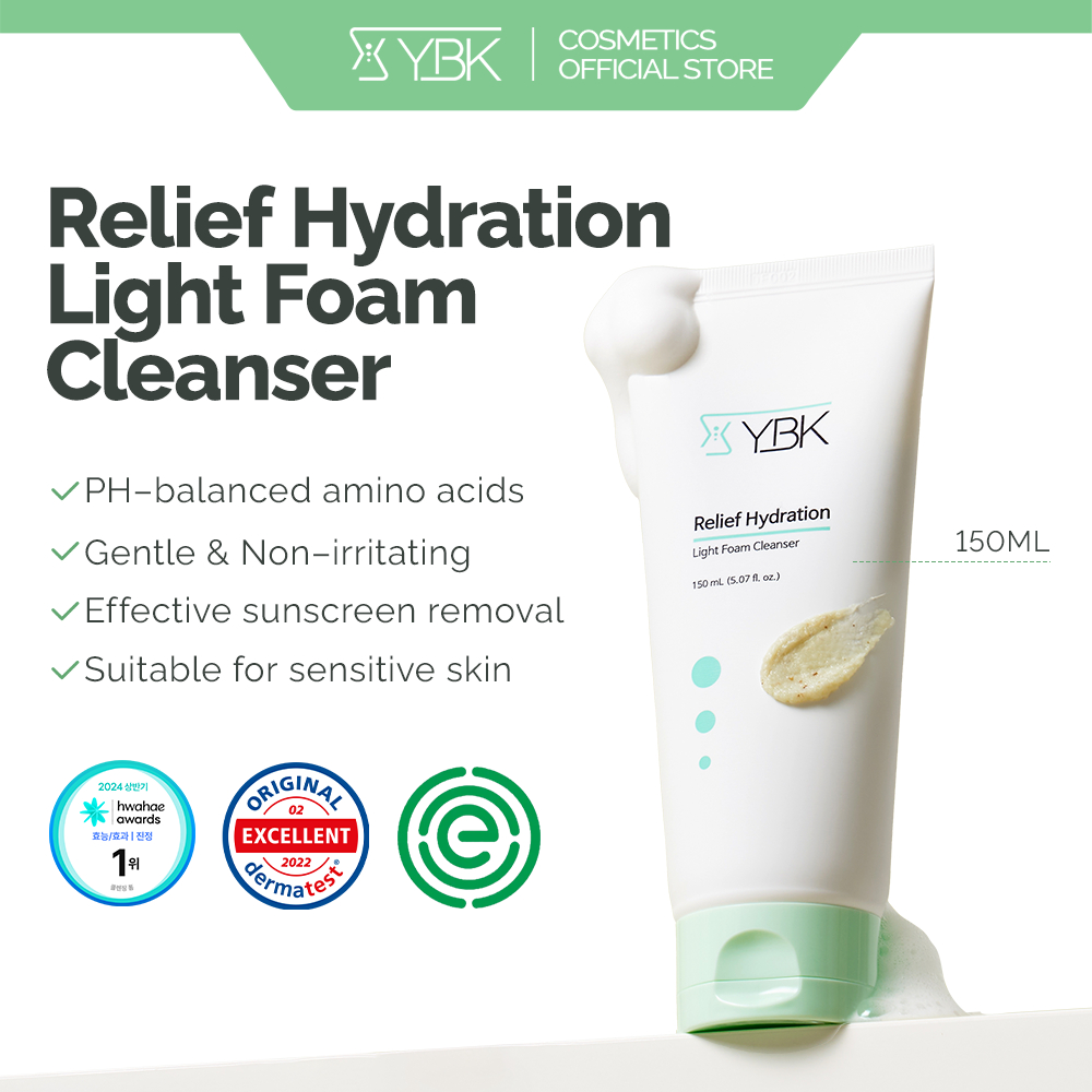 YBK Relief Hydrating Amino Acid Cleanser with Hyalu-Cica Gentle Moisturizing Facial Cleanser ...