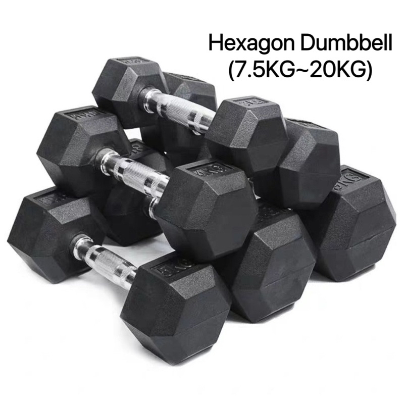 SG Ready stock Rubber Coated Hexagon Dumbbell Hex Dumbbells (From 7.5kg ...