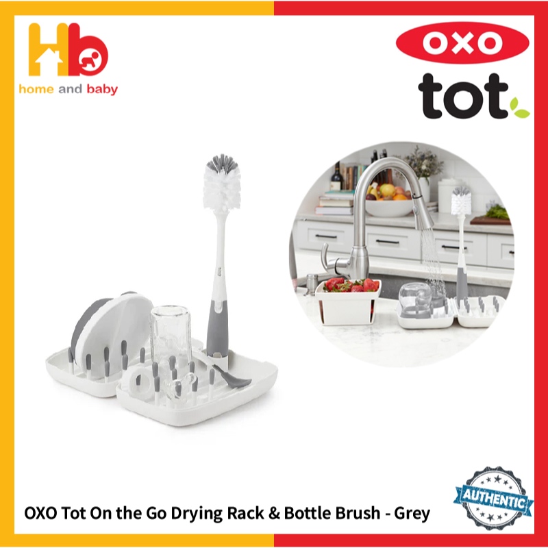 OXO TOT ON THE GO DRYING RACK & BOTTLE BRUSH - GREY | Shopee Singapore