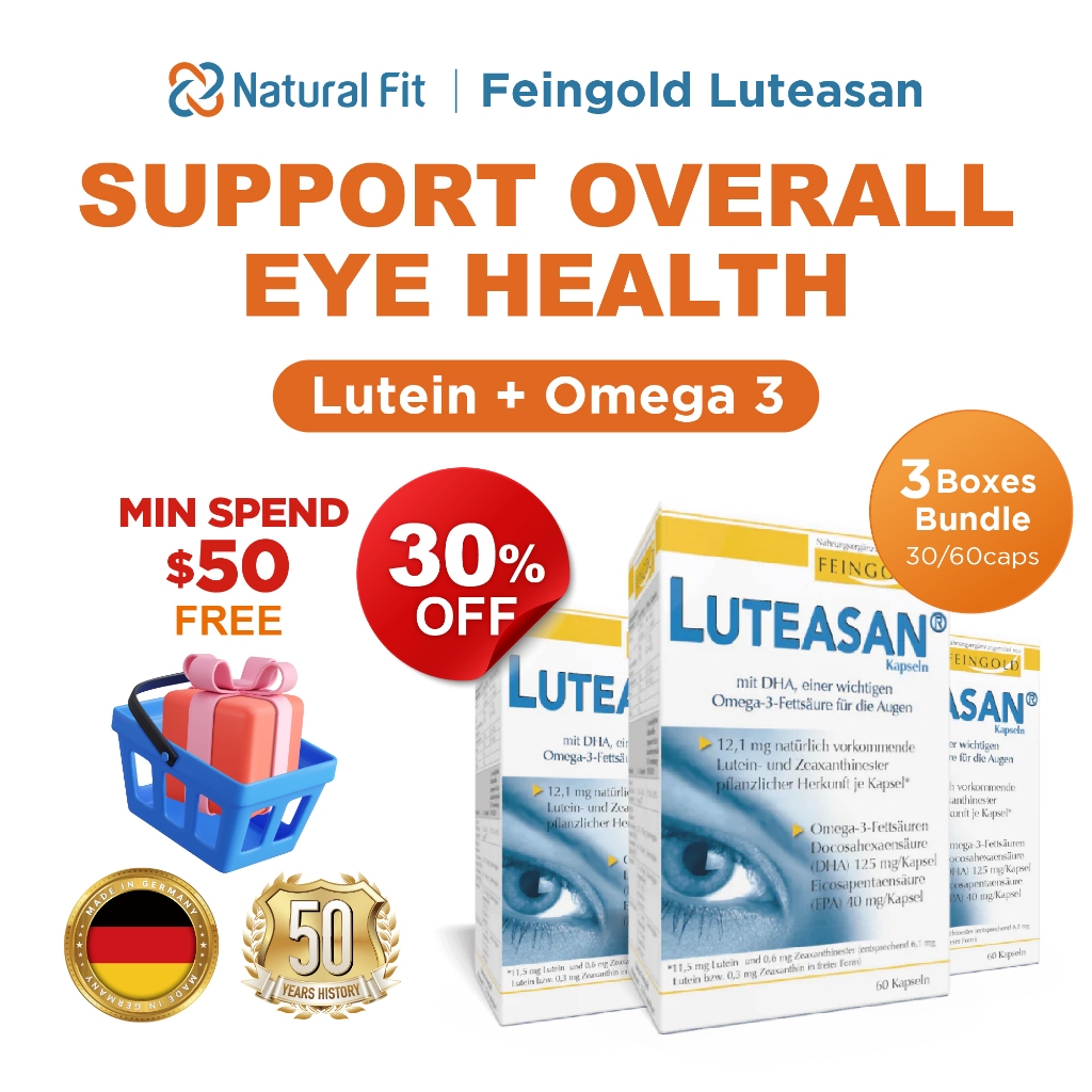 [30% OFF] Feingold Luteasan (3x 30s) | Lutein Eye Supplement | Omega-3 ...