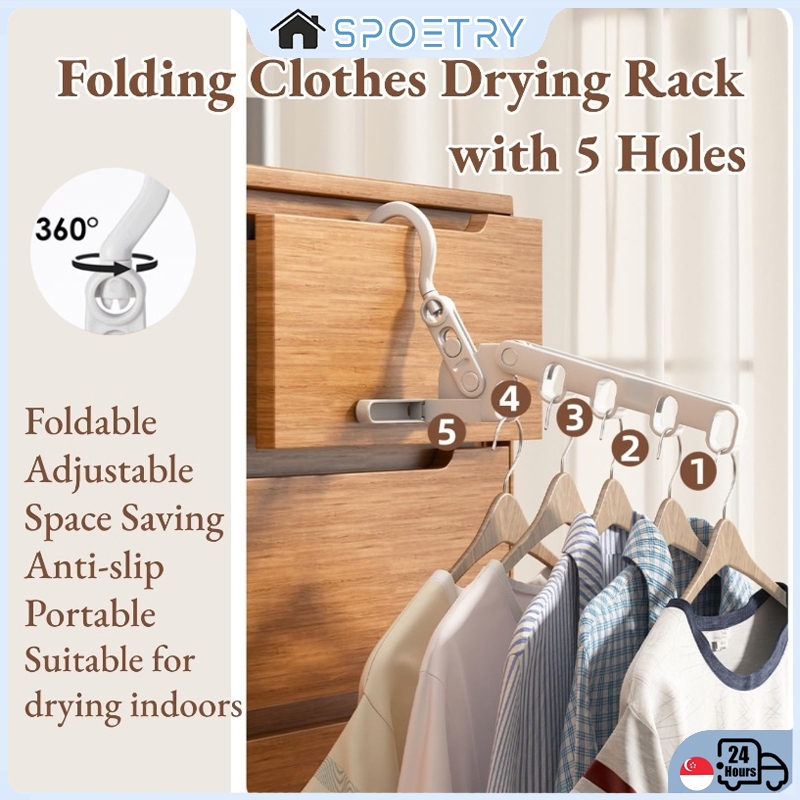 【SG-SPOETRY】Clothes Hanger 5-Hole Hanger Clothes Rack Hook Indoor ...