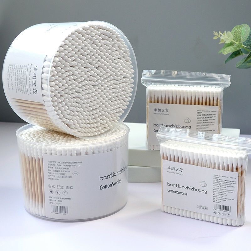 [500PCS] Cotton swabs for ear-picking and makeup removal, disposable ...