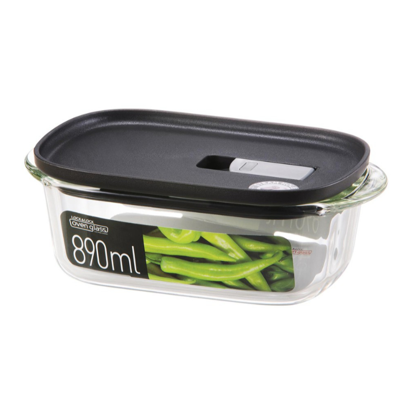 LocknLock Official Oven Glass Food Container with Steam Hole Rect ...