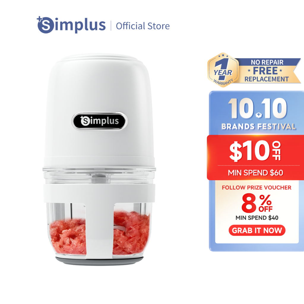 Simplus 0.3L Mini Baby Food Processor 304 Stainless Steel 200W Powerful ...