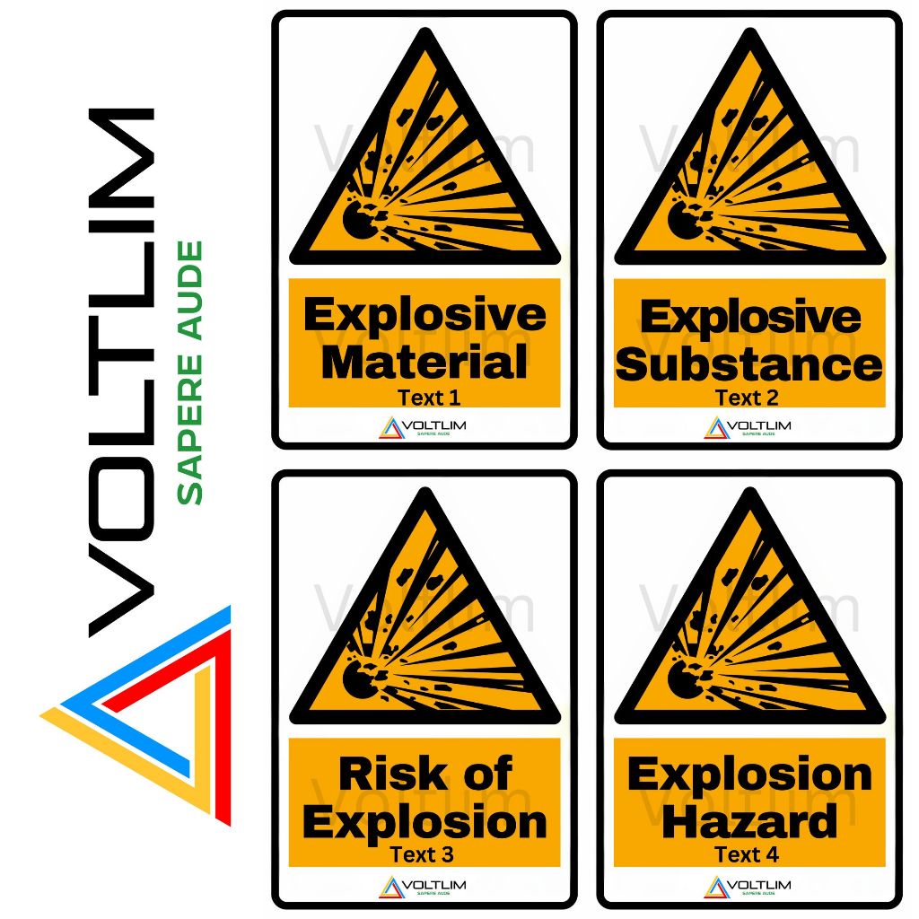 Explosive Symbol Warning Sign Label Sticker (Various Texts & Sizes ...