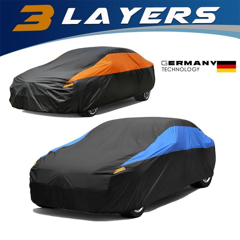 3 Layers Car Cover Waterproof All Weather PVC Cotton Anti Scratch Wear ...