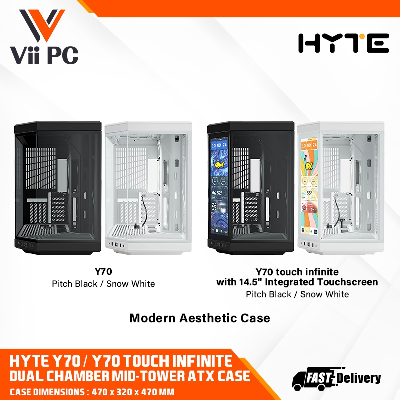 HYTE Y70 Full Black/ Full White Dual Chamber Mid-Tower Chassis CASE CAN ...