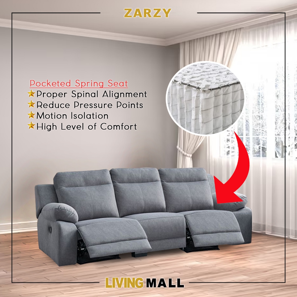 Living Mall Zarzy 1/2/3-Seater Reclining Sofa Pocketed Spring Claw ...