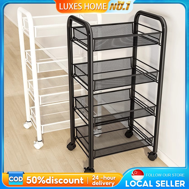 Metal Trolley Rack Kitchen Rack Trolley Cart Kitchen Organizer Shelf ...
