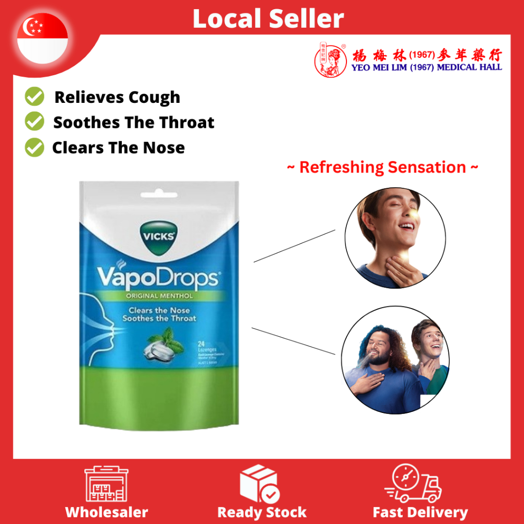Vicks VapoDrops Lozenges Original Menthol | Cough | Sore Throat | Nose ...