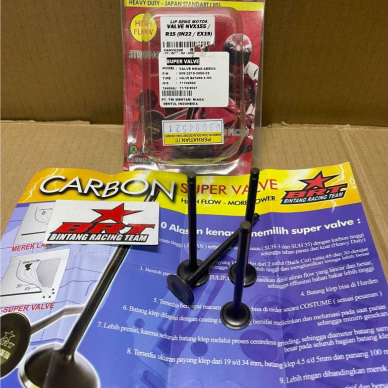 BRT RACING Y16 AEROX R15V3 (IN22/EX19) CARBON SUPRE VALVE SET SNIPER155 ...