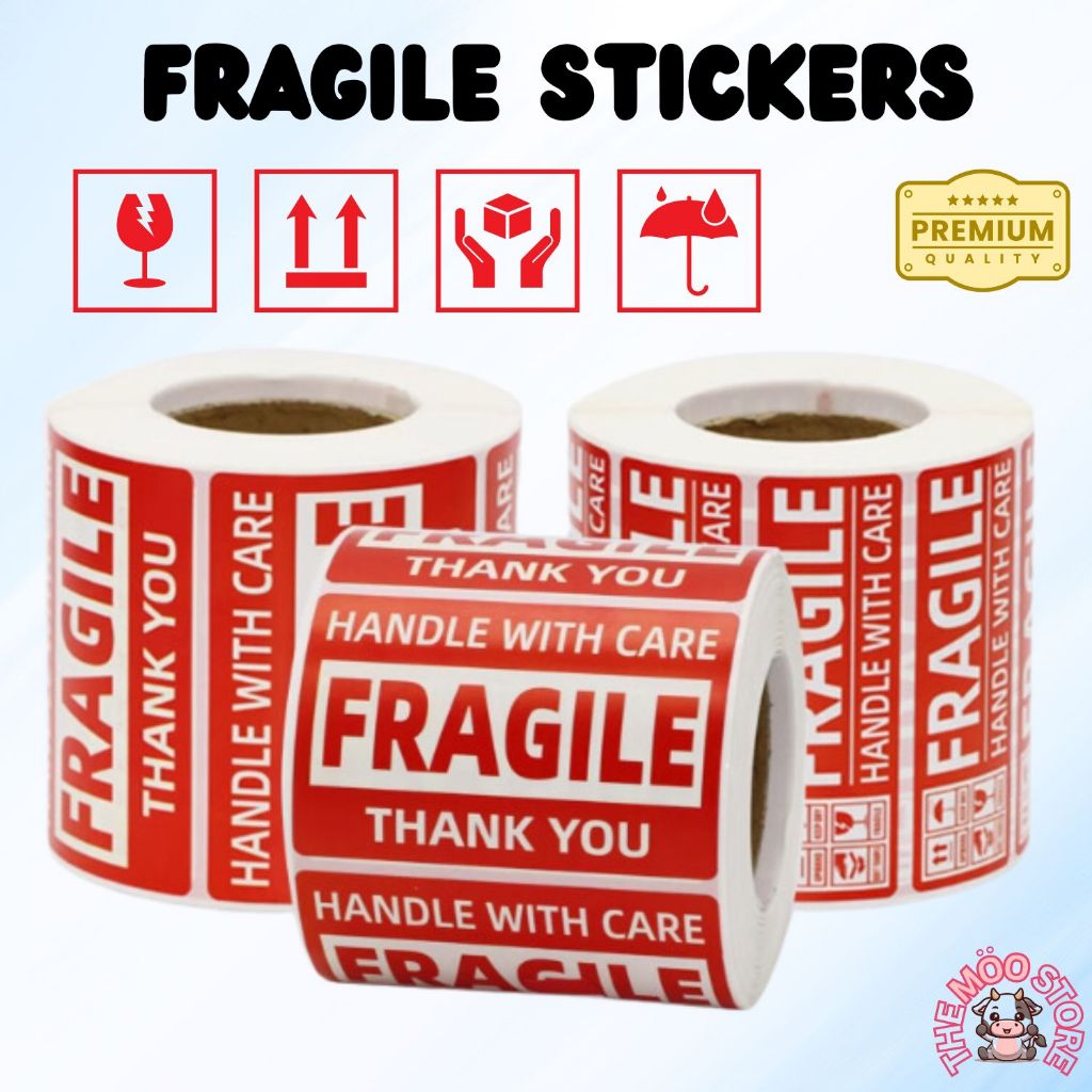 Fragile Stickers Fragile Shipping Label Large Rolls - 4 Sizes | Shopee ...