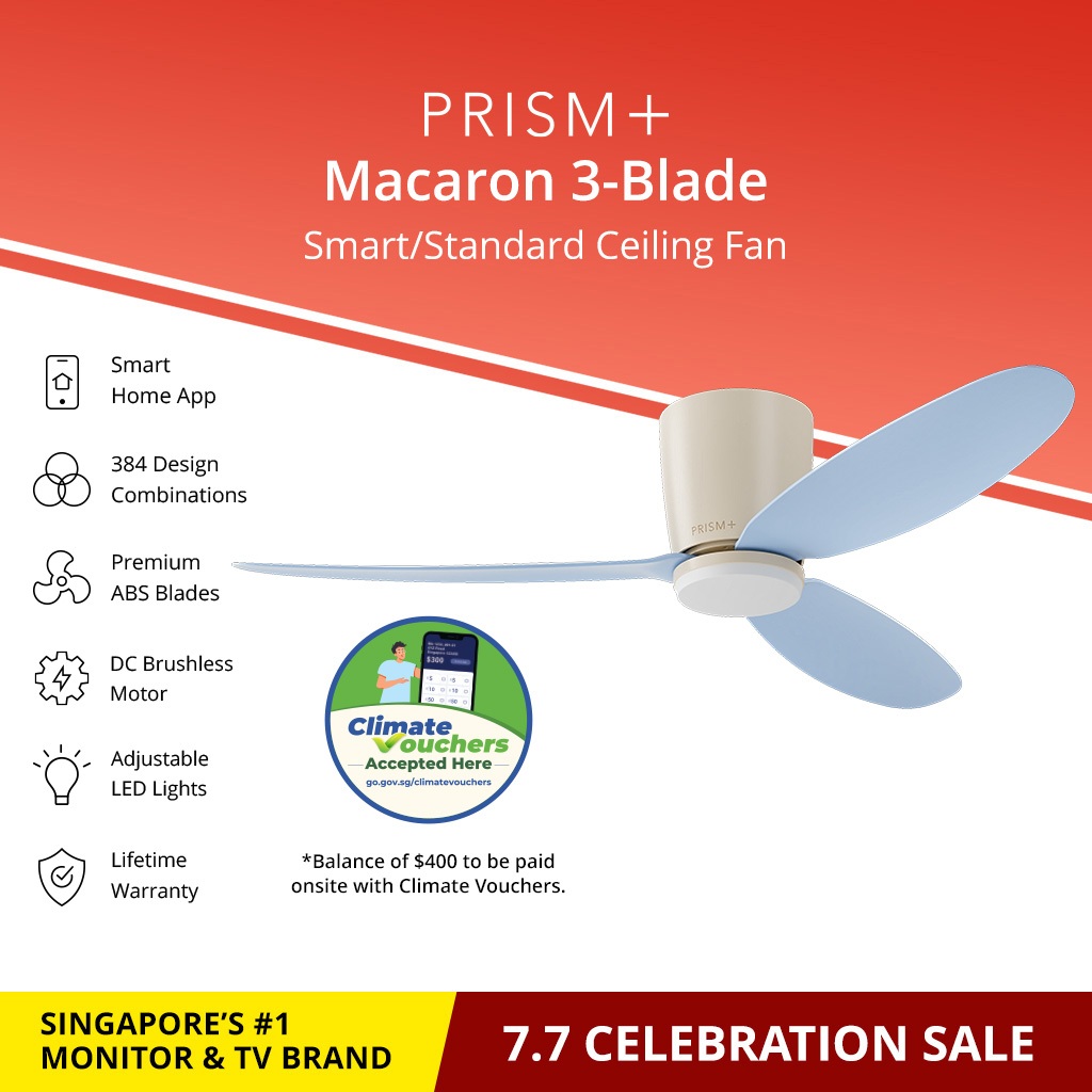 [NEA CLIMATE VOUCHER $400] PRISM+ Oasis Pro Macaron Smart Ceiling Fan ...