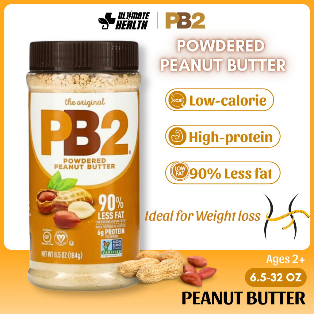 PB2, Original Powdered Peanut Butter, 90% Less Fat, High Protein, Low ...