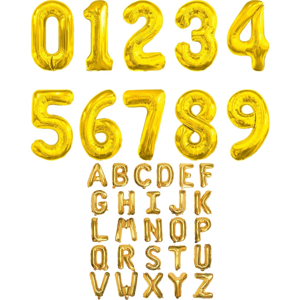 (SG SELLER) Gold Letter Number Alphabet Foil Balloons 32inch 16inch ...