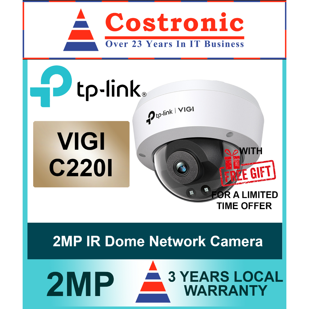 TP-link VIGI C220I VIGI 2MP IR Dome Network Camera (3 Years Local Warranty from Ban Leong ...