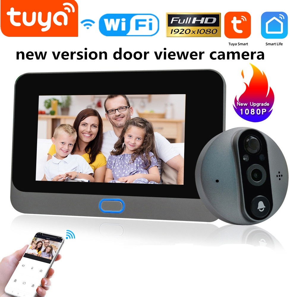 (SG) Tuya wifi Peephole Viewer Doorbell 4.3 inch LCD screen night ...